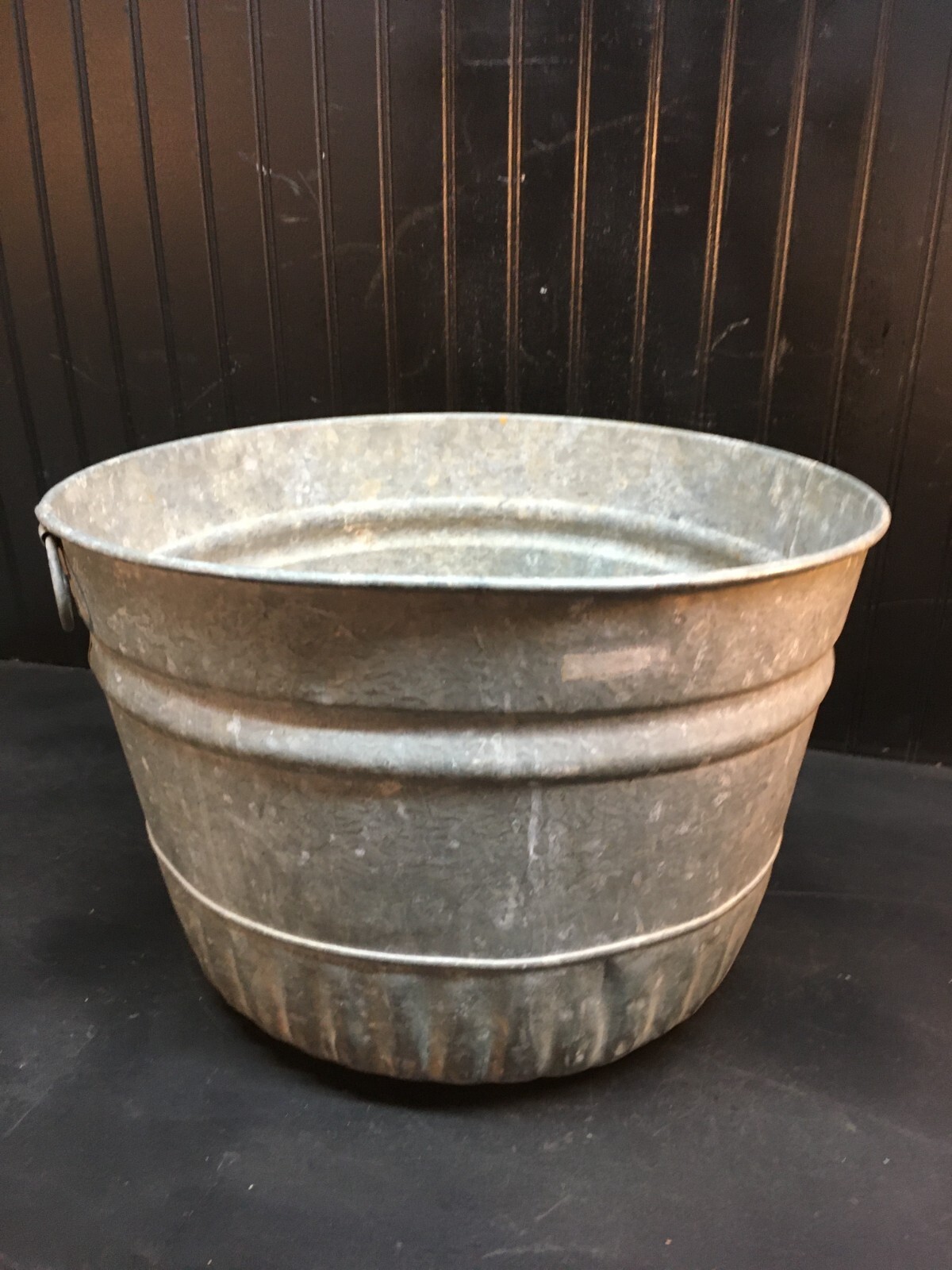 Rare Vtg Bushel Basket Large Wash Tub Galvanized Metal Primitive Farm ...