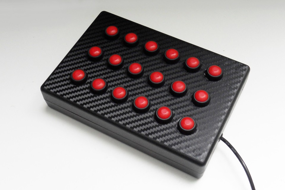BBJ Sim Racing PC USB 18 Function Button Box Red/Carbon Vinyl Fascia | eBay