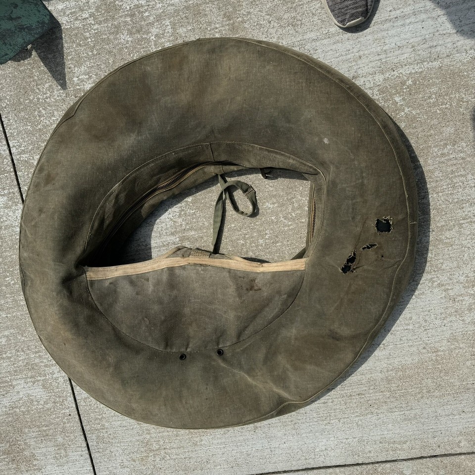 VTG FISHMASTER Float Fishing Tube Canvas WITH Metal PADDLE PUSHERS Fin ...