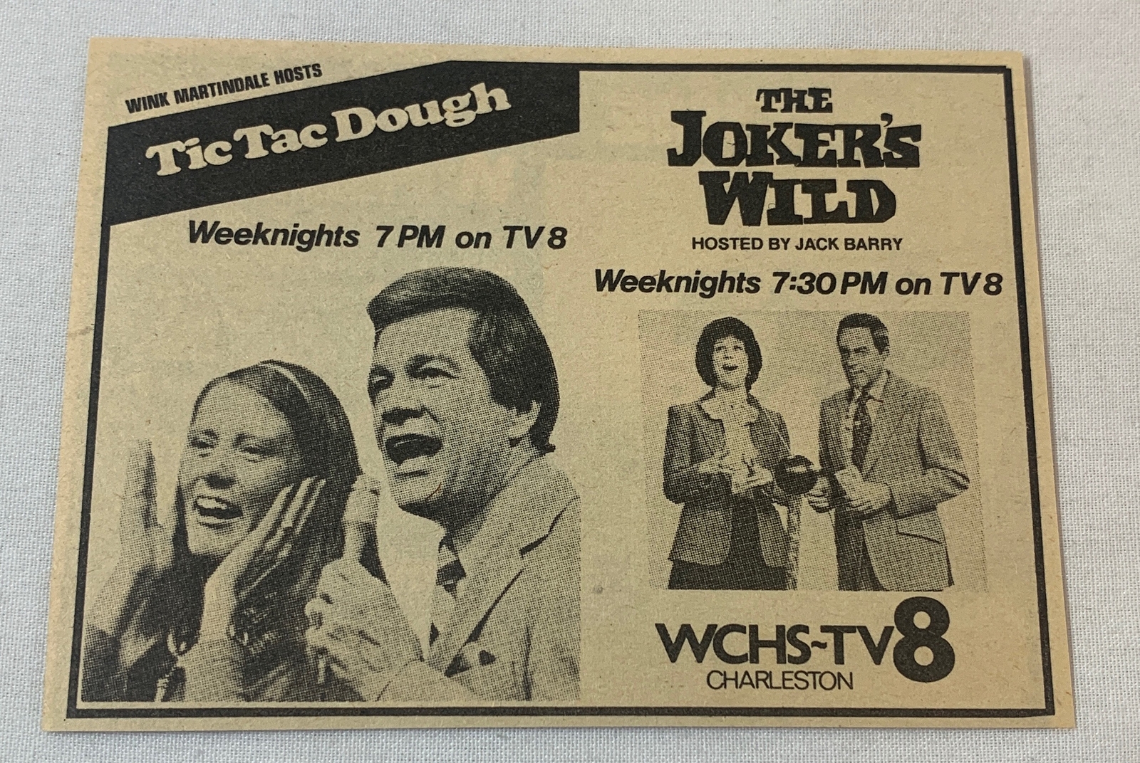1980 WCHS tv ad ~ TIC TAC DOUGH Wink Martindale, JOKER'S WILD Jack Barry | eBay
