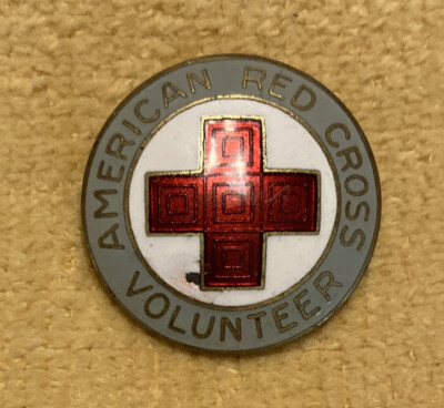 vintage WWII era, American red cross volunteer pin back pin, light blue ...