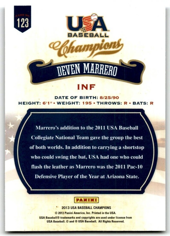 2013 Panini USA Baseball Champions #123 Deven Marrero | eBay