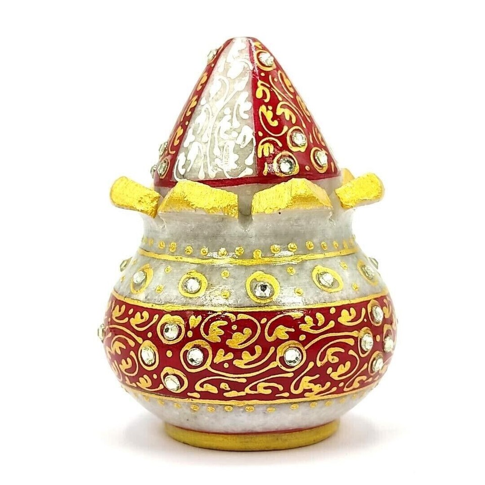 Vastu Mangal Kalash Nariyal Marble Handicraft Handmade Meenakari Work ...