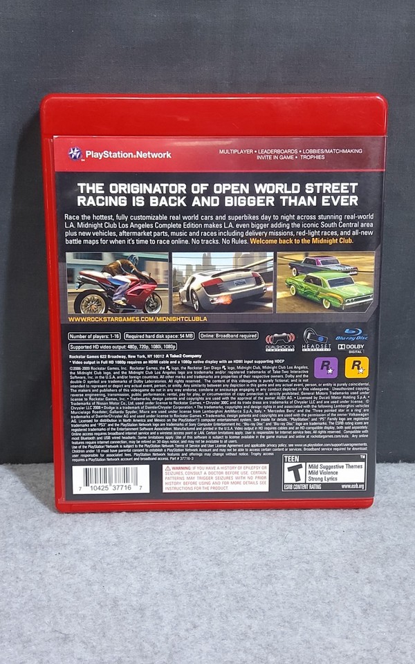 Midnight Club la Complete Edition Greatest Hits - Sony PlayStation 3 ...