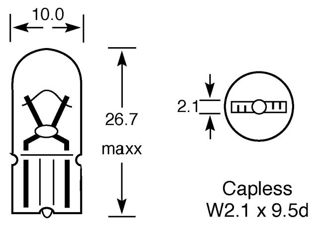 10 X 501 Capless Sidelight Car Bulb Bulbs Interior Number Plate Side ...