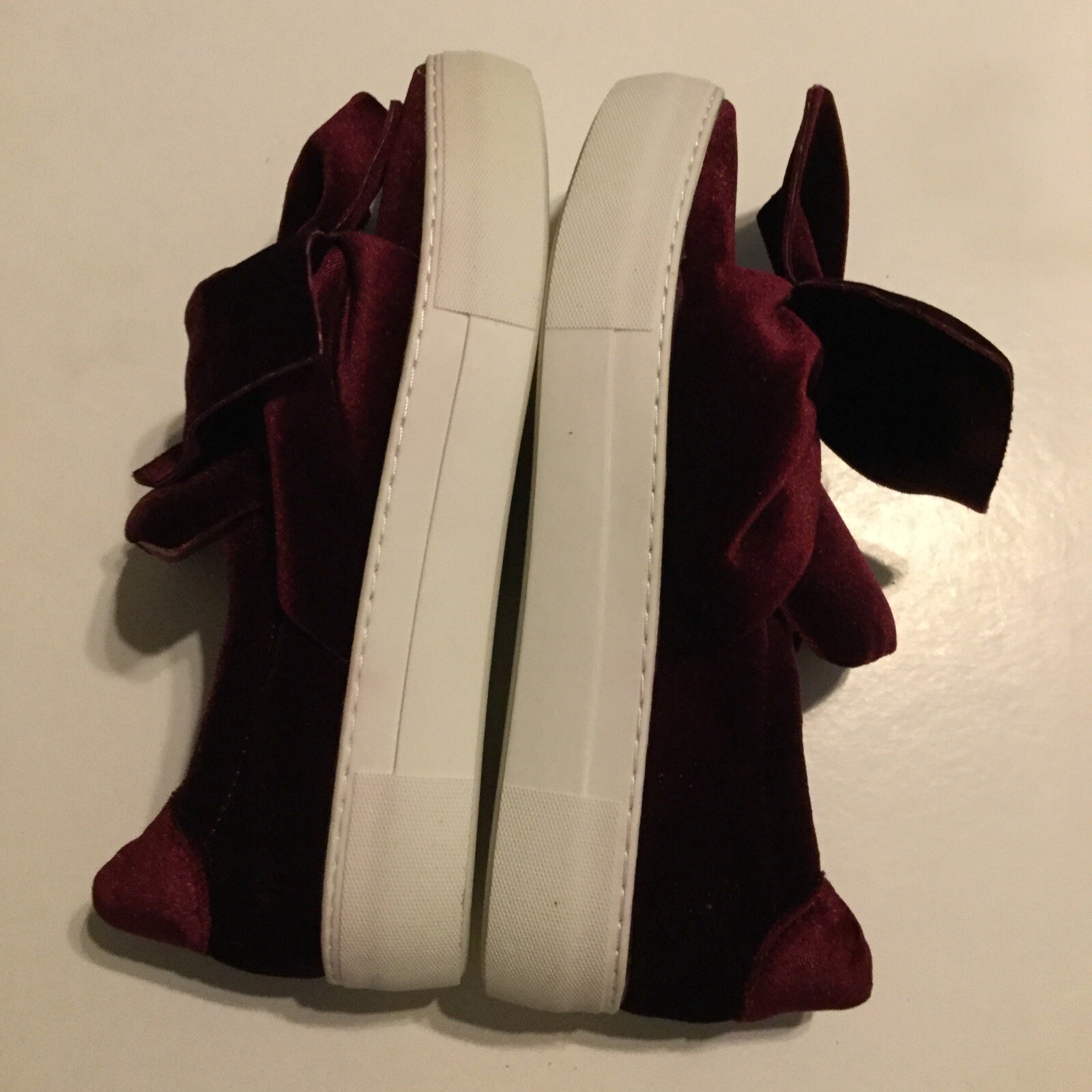 J Slides Annabelle Womens Burgundy Red Velvet Bow Sli… - Gem