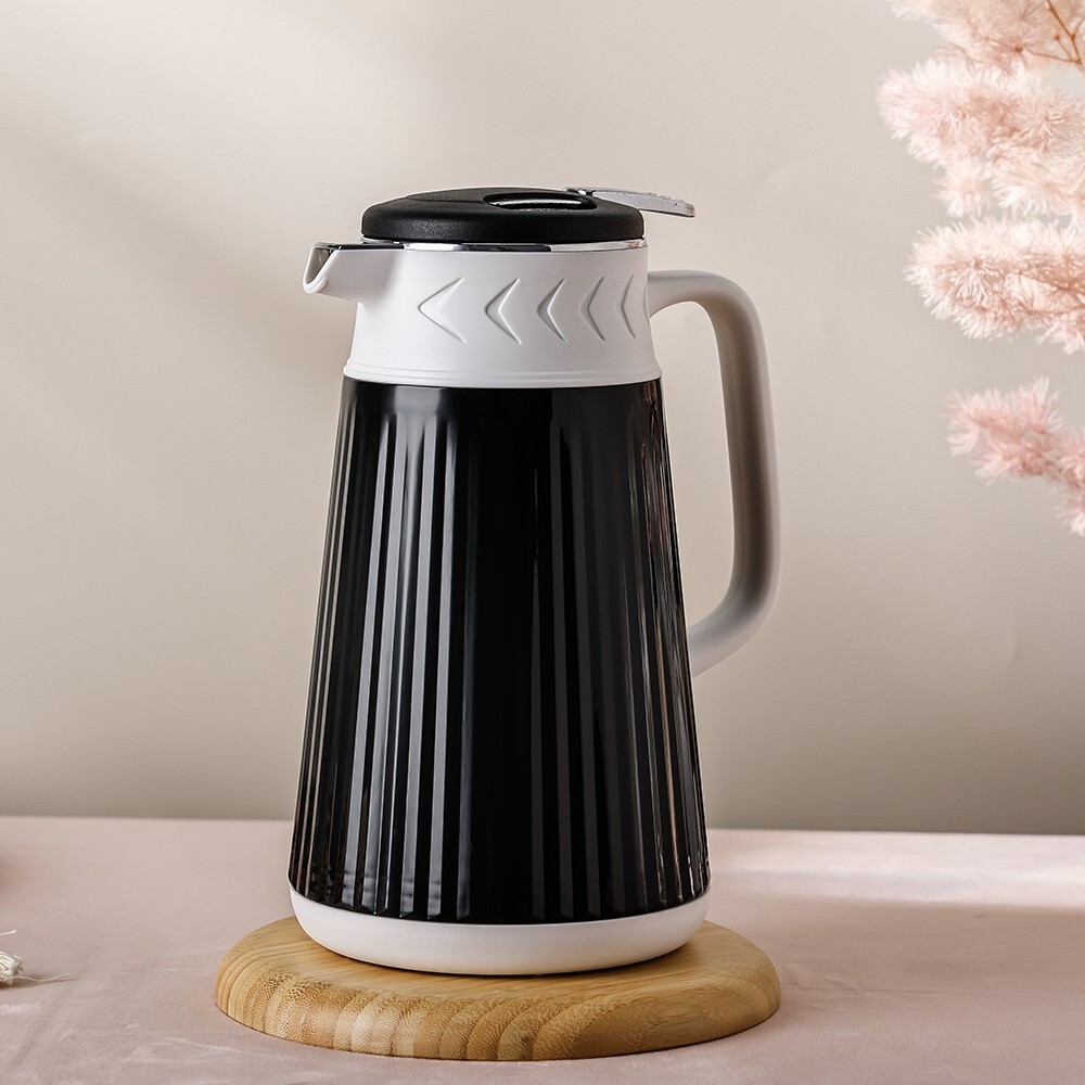 [SET OF 2] Black Thermal Pitchers Insulated Coffee Carafe Hot/Cold ...