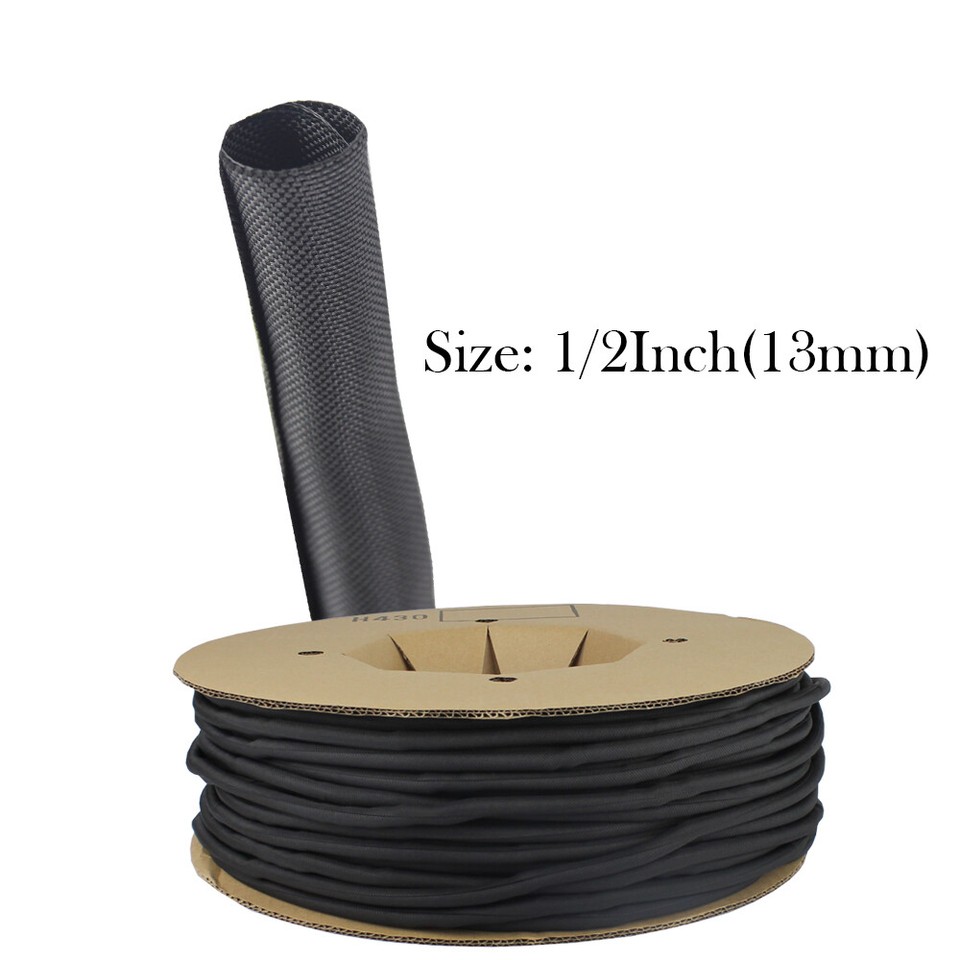 Black Self Wrapping Braided Split Wire Loom Cable Sleeve Harness ...