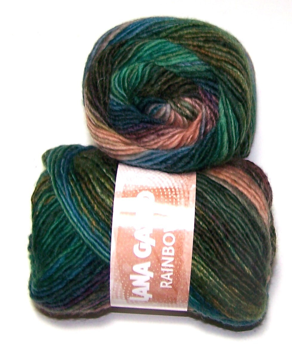 10 balls Lana Gatto RAINBOW Gradient Wool Blend DK Yarn #8066 EMERALD ...