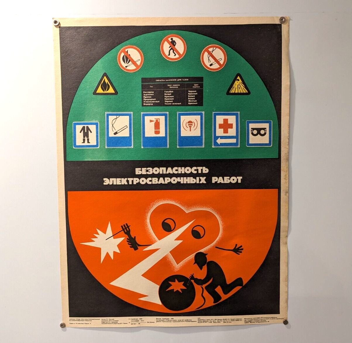 welder! follow warning signs / 25"x16" Original Poster / Soviet Ukraine ...