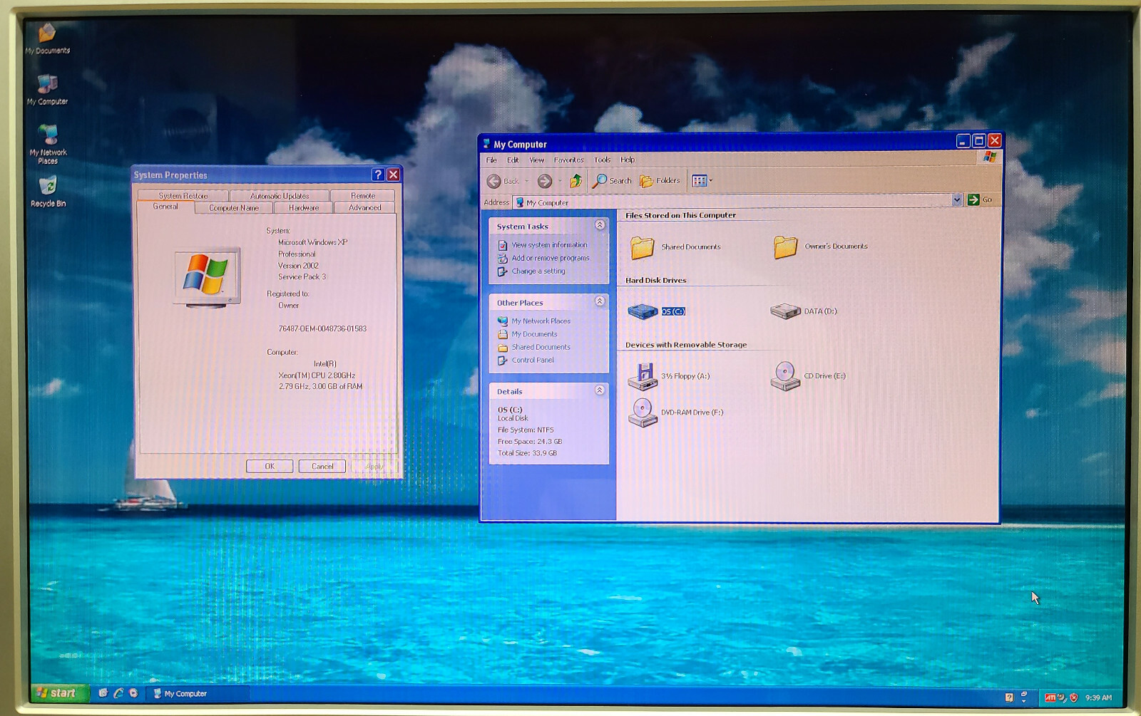 HP xw6000 Workstation Dual Xeon 2800 + 3GB + 2x36GB SCSI Windows XP Pro ...