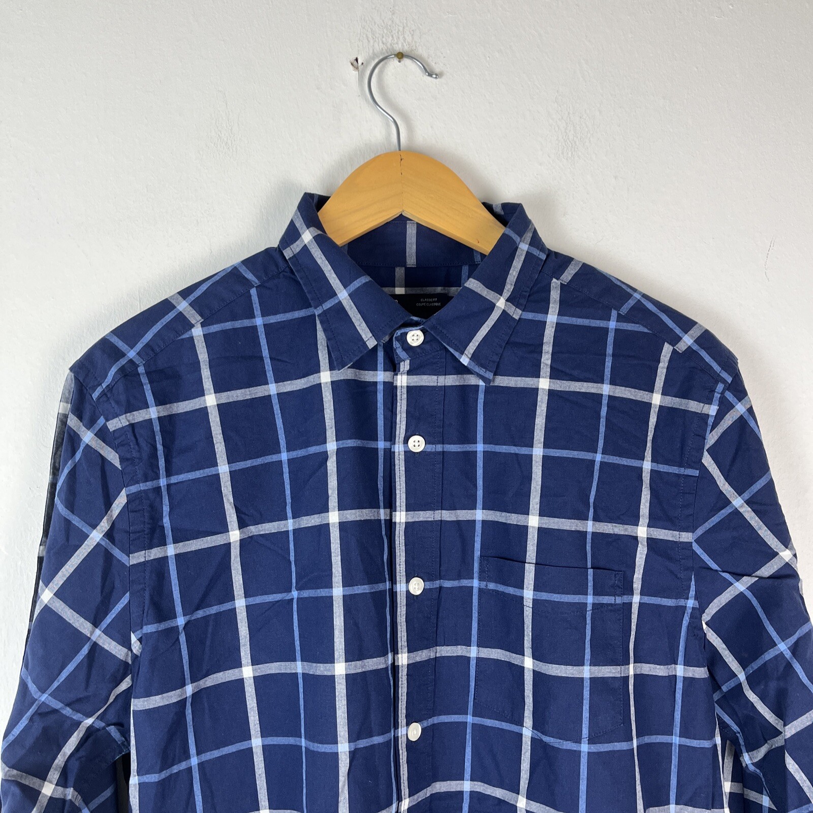 Mens Gap Blue White Checkered Classic Fit Size M Pit … - Gem