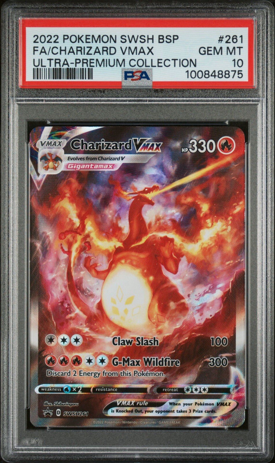 PSA 10 GEM MINT Pokemon Charizard VMAX SWSH261 Full Art UPC Black Star ...