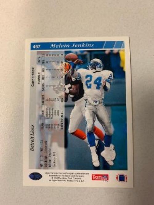 1993 Upper Deck NFL Trading Card - Melvin Jenkins / Detroit Lions ...