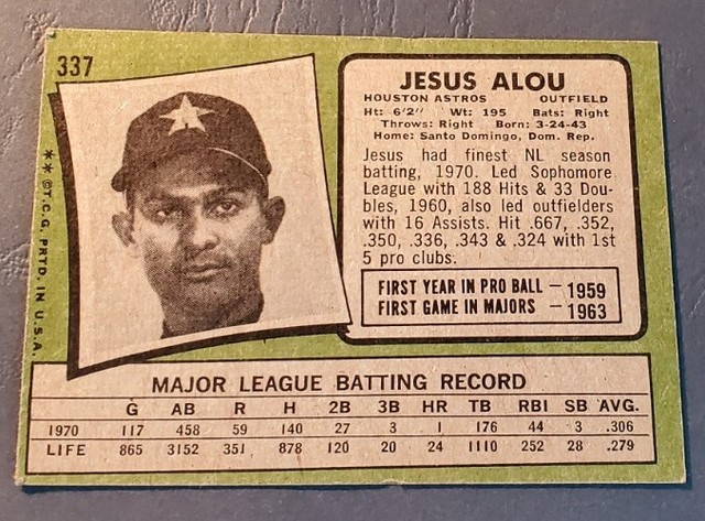 1971 Topps - #337 Jesus Alou for sale online | eBay