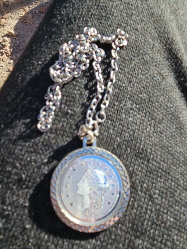 Gold Tone Silver Tone 1776 Bi Centennial Twenty D Coin 1.25” Necklace ...