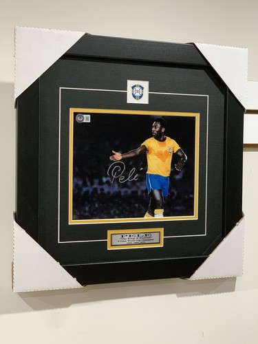 Pele Brazil Signed Photo 18x18 Framed Beckett COA | eBay