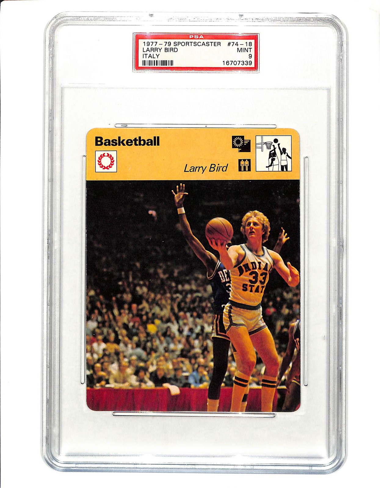 1977-79 Sportscaster Italy Larry Bird #74-18 Indiana State PSA 9 MINT ...
