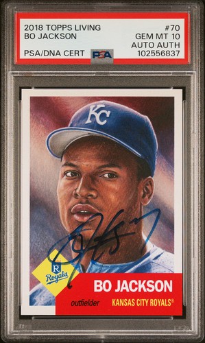2018 Topps Living Bo Jackson AUTO #70 PSA 10 Kansas City Royals -POP 2 ...