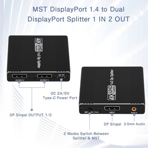 DisplayPort to Dual Displayport Splitter Adapter Support MST Extend ...