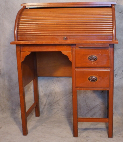 Antique Child's Youth Roll Top Desk Hepplewhite Bail Handle Pulls 1940 ...