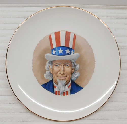 Vintage Uncle Sam Famous Portrait 22K Gold Leaf Edge 10 Inch Souvenir ...