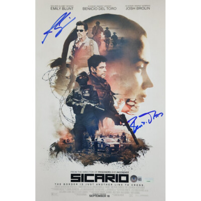 Josh Brolin and Benicio Del Toro Signed Sicario 11x17 w/ Beckett and CA ...