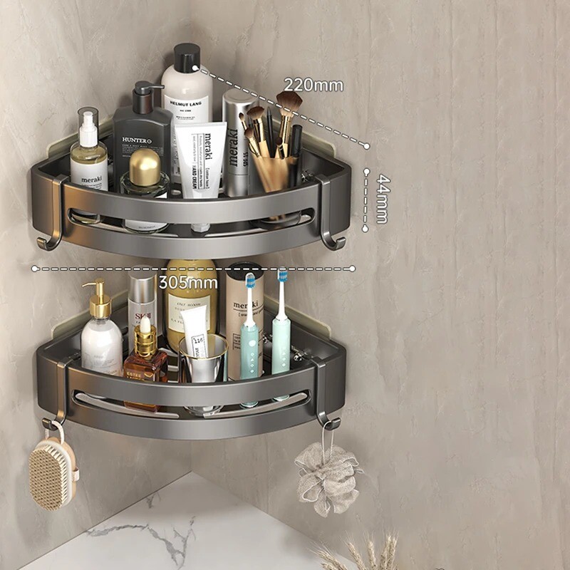 Adhensive Bathroom Shampoo Holder Shower Caddy Shelve Storage Organizer ...