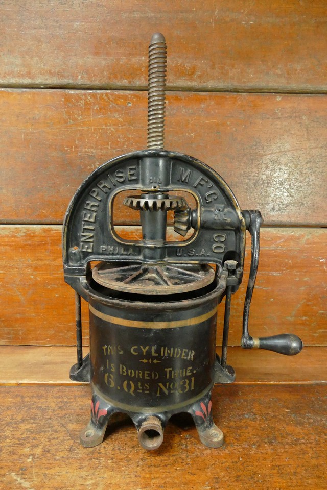 Antique Enterprise Sausage Stuffer 6 Qt Lard Wine Fruit Press Cast Iron ...