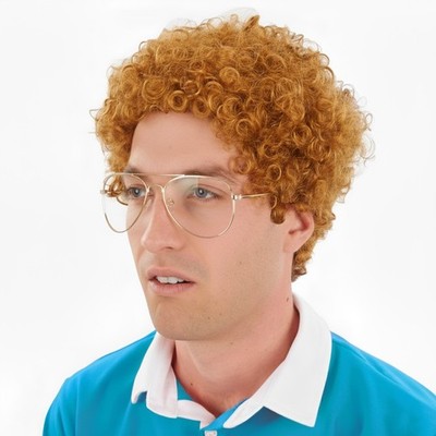Adult Men's Napoleon Dynamite Halloween Costume Curly Wig Nerd Glasses ...