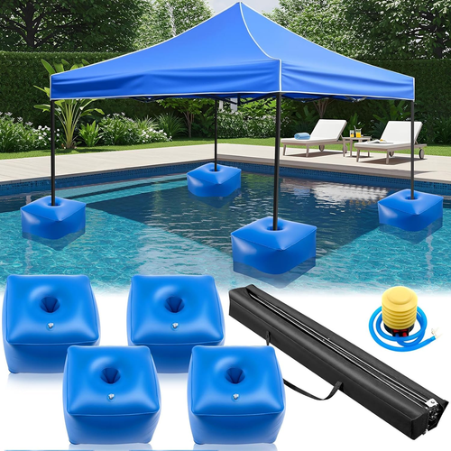 10'× 10' Floating Pool Canopy Set with 4 Pcs Water Canopy Shade Float ...