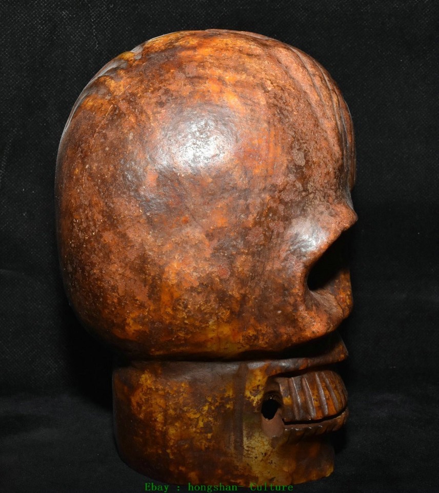 7.4" Hongshan Culture Old Jade Fengshui Symbol Skeleton Devil Skull ...