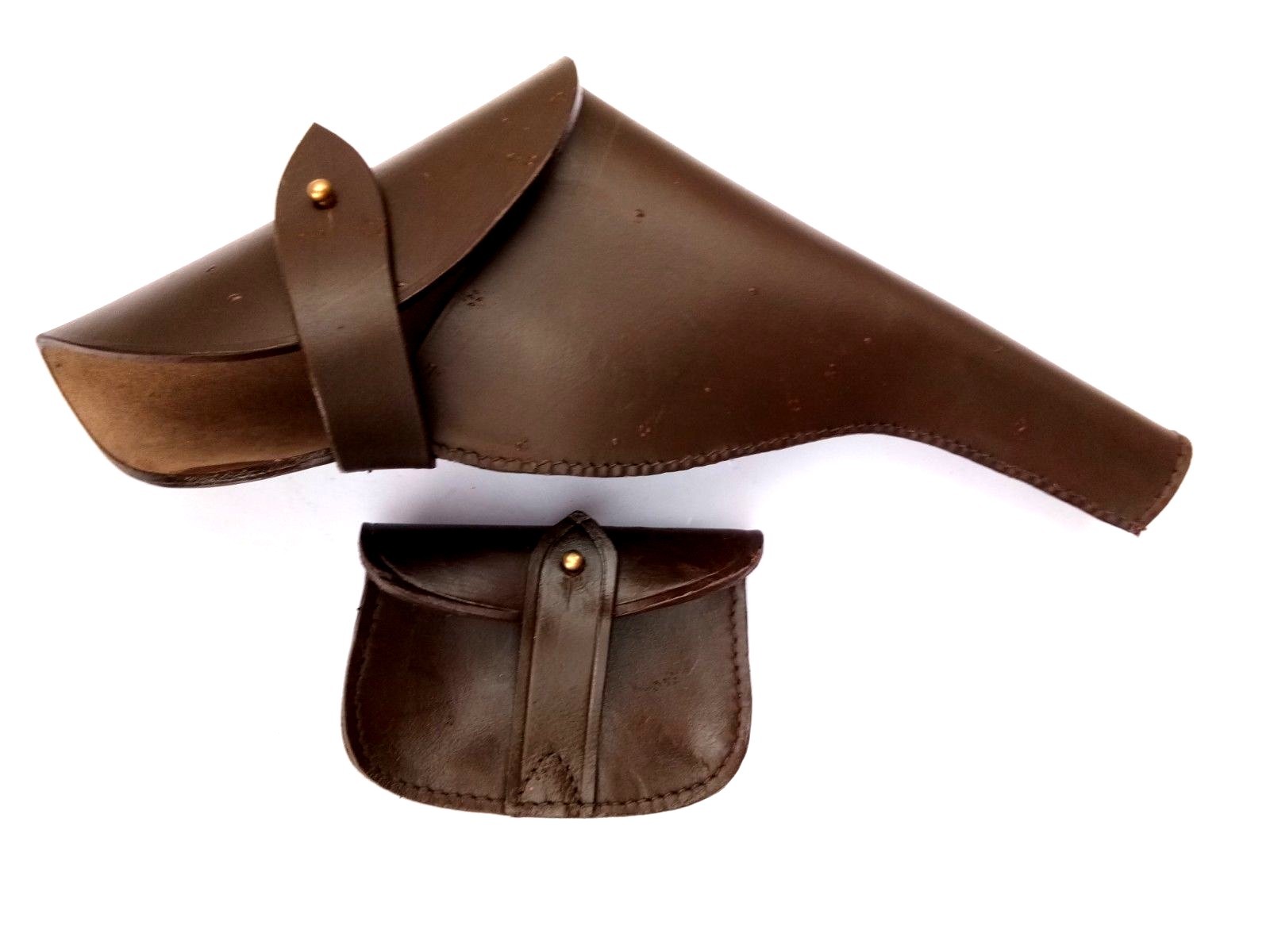 British Sam Browne Webley .455 Holster w/ Ammo Pouch Mid Brown Leather ...