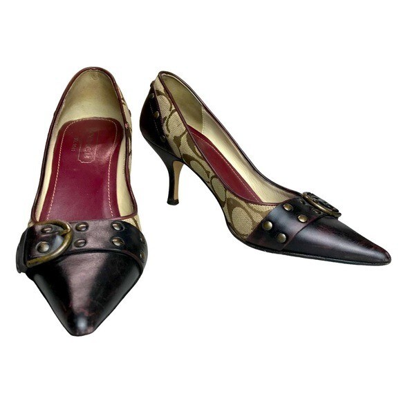 Coach Monogram Tierney Point Toe Skinny Pump Heel Cla… - Gem