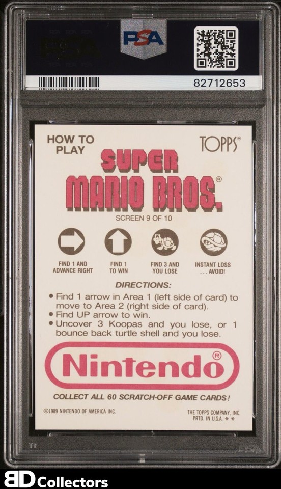 SCREEN 9 PSA 9 #9 1989 Topps Nintendo Scratch-Off MINT Super Mario Bros ...
