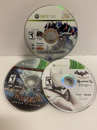 XBox 360 Game Lot Discs Only (3) | Transformers, Batman Arkham Asylum ...