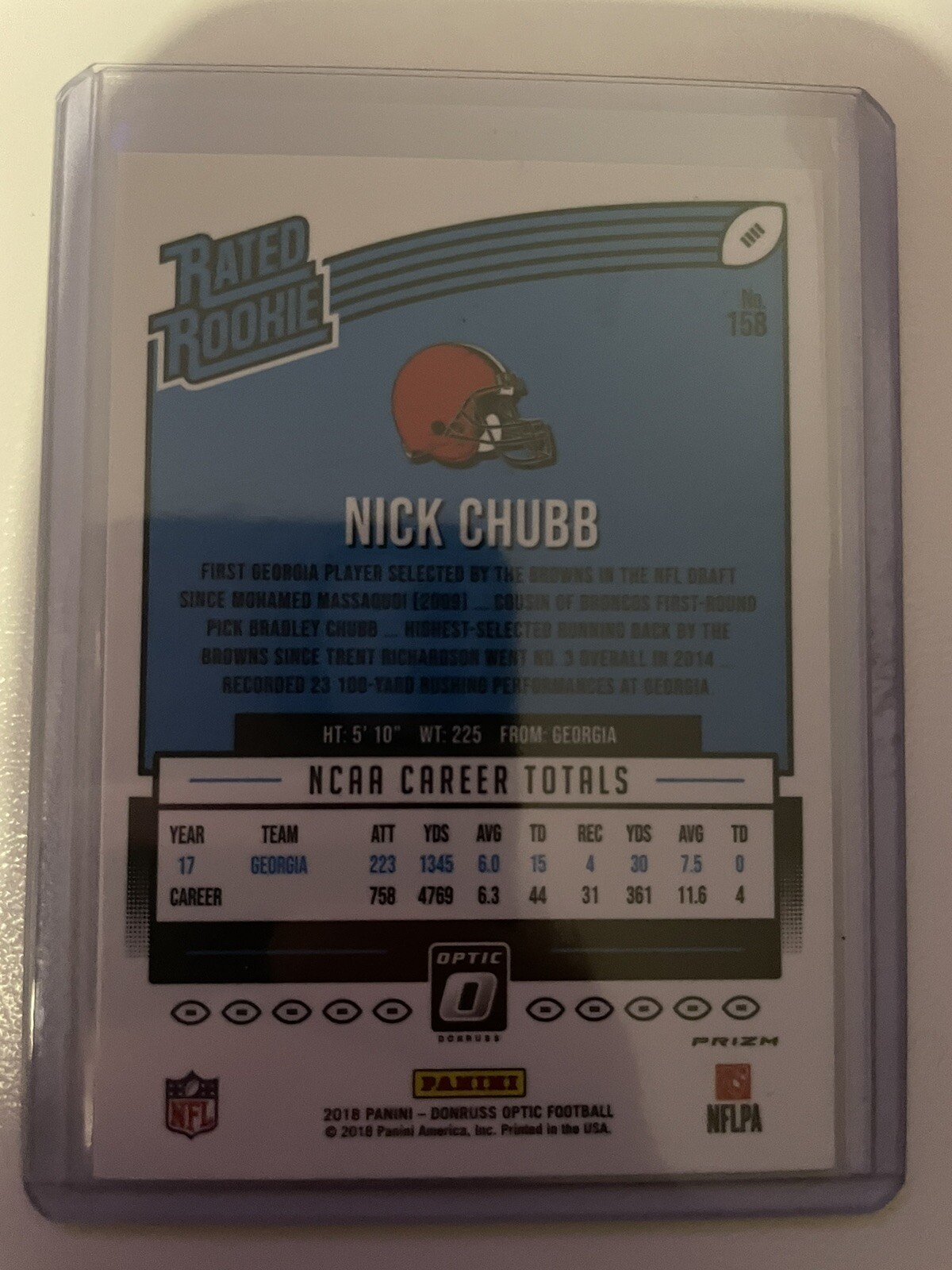 2018 Panini Optic Nick Chubb Rated Rookie base RC Cleveland Browns | eBay