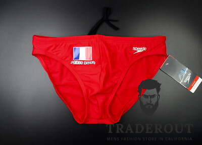 H.E.Arts France Flag logo custom print Speedo Men Red solar swim brief ...