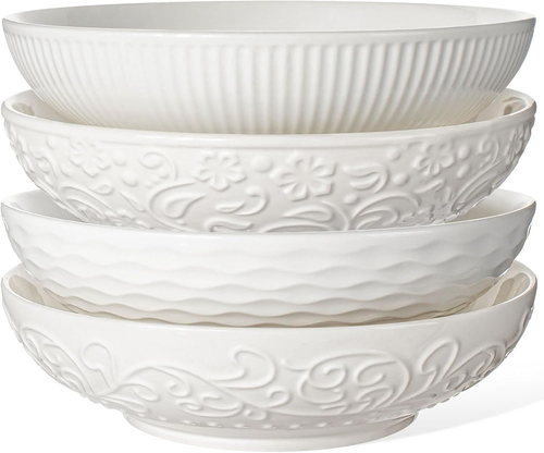 Artena Pasta Bowls 32oz, Ceramic Large Salad Bowls 8 inch, White ...