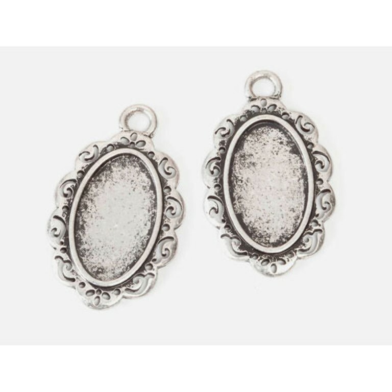 Frame Charms - Antique Silver - Oval - 26 x 36mm | eBay