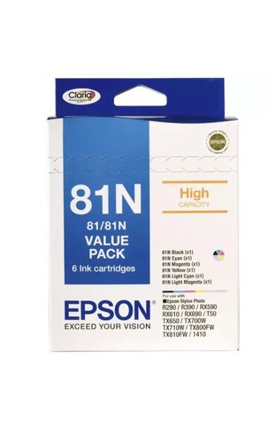 Genuine Epson 81N 6-ink Value Pack for R290,TX700,TX810,T50,High ...