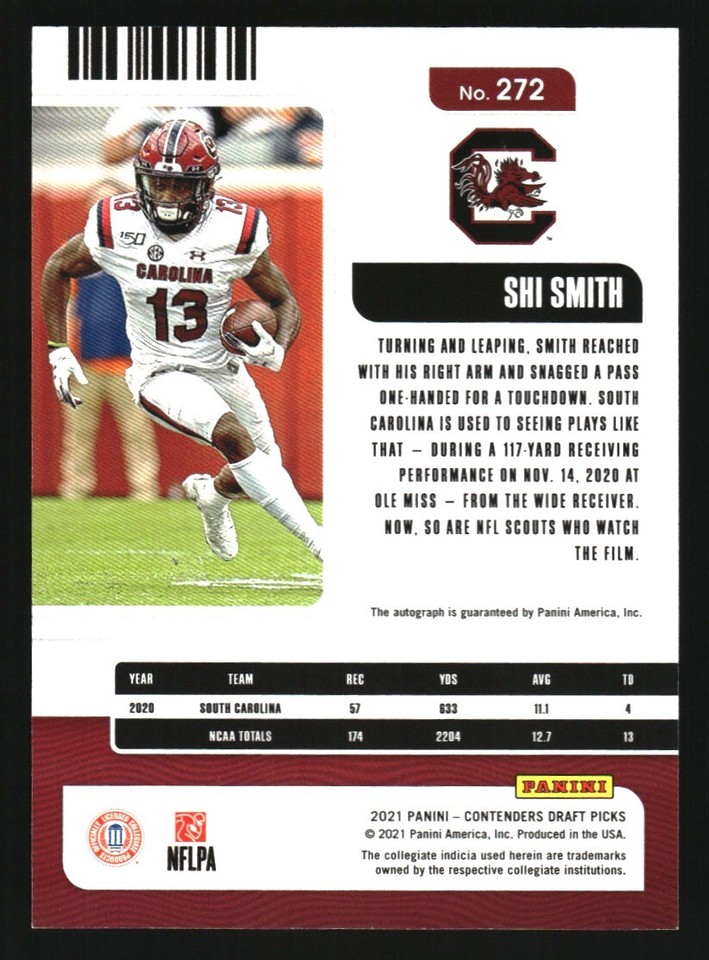 2021 panini contenders draft picks Shi Smith rookie auto RC #272 | eBay
