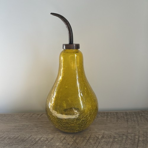 Green Glass Pear Table Decoration With Metal Top | eBay