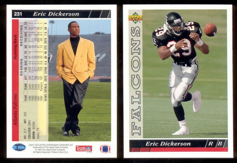 1993 Upper Deck ERIC DICKERSON Atlanta Falcons Card Mint | eBay