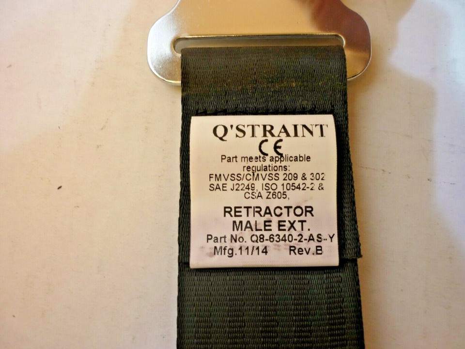 Q'Straint Retractable Lap Belt Male End, pn Q8-6340-2-AS-Y | eBay