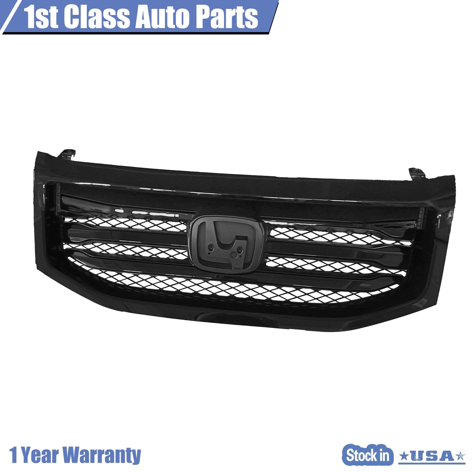 Front Bumper Upper Grill Grille Assembly ALL Black For 12-15 Honda ...