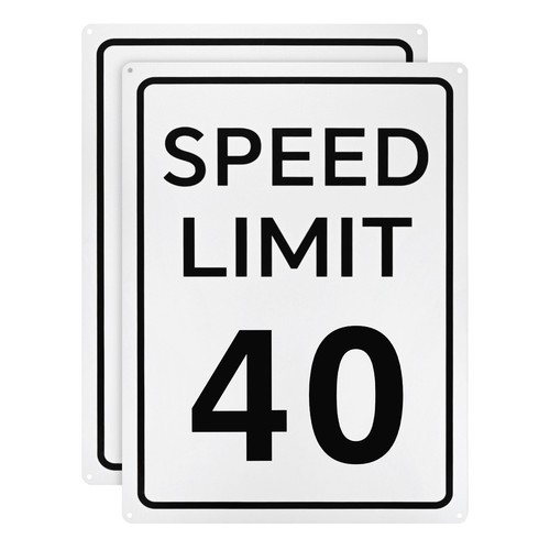 2-Pack Speed Limit 40 MPH Sign 16" x 12" Aluminum Weather Resistant ...