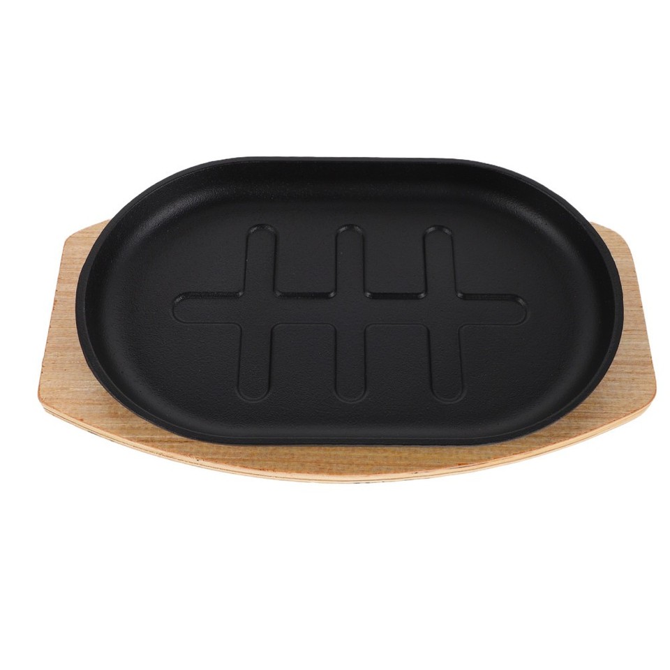 Cast Iron Sizzling Plate for Catering - Pre-Seasoned Steak Grill Pan ...
