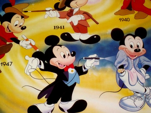 Vintage Framed 1986 Walt Disney Evolution Of Mickey Mouse "Then And Now ...