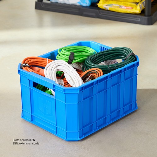 HART 8.5 Gallon Stackable Plastic Utility Crate Garage Storage, Blue | eBay